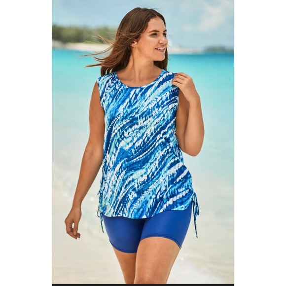 Swimsuits For All | Swim | Nwt Swimsuits For All Blue Tie Dye Ruched ...